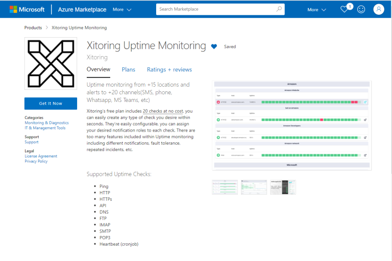 Microsoft Azure Monitoring - Marketplace - Xitoring